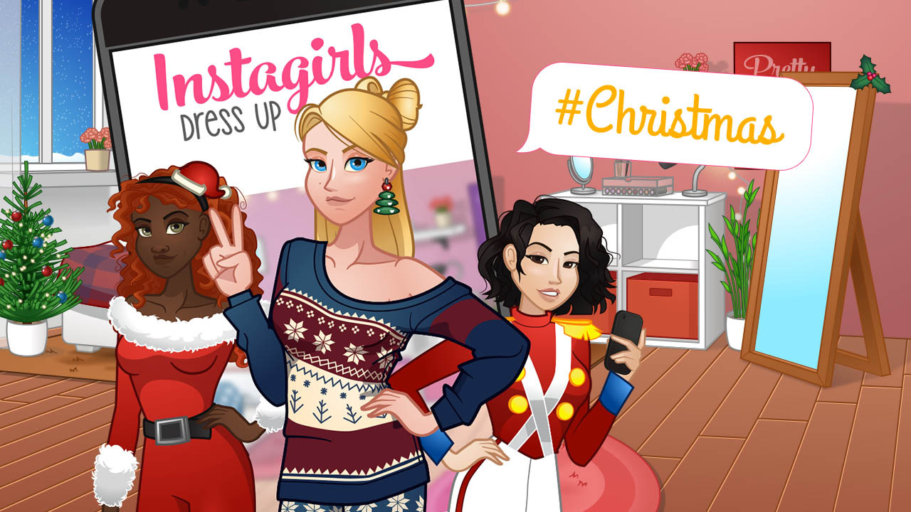 Instagirls Christmas Dress Up 🕹️ Igraj besplatno na Play123
